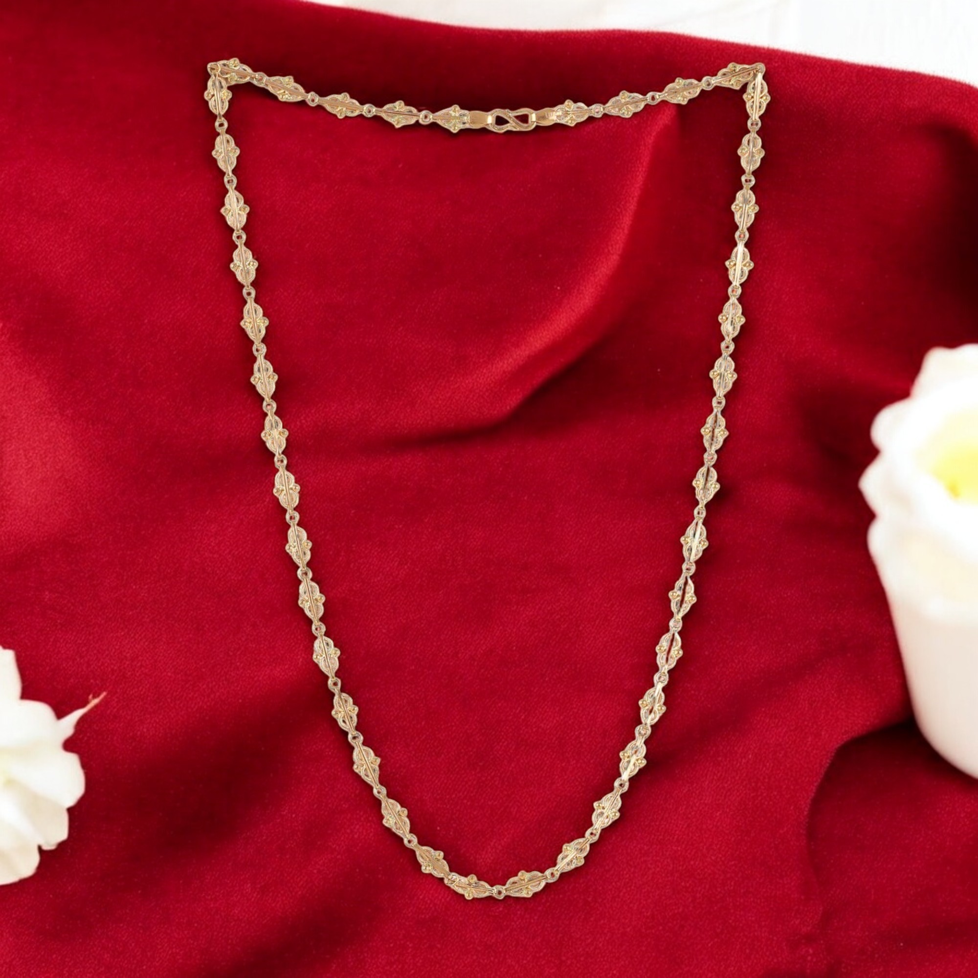 Beautiful Dubai Handmade Filigree Chain Necklace In 916 Hallmark 22K ...